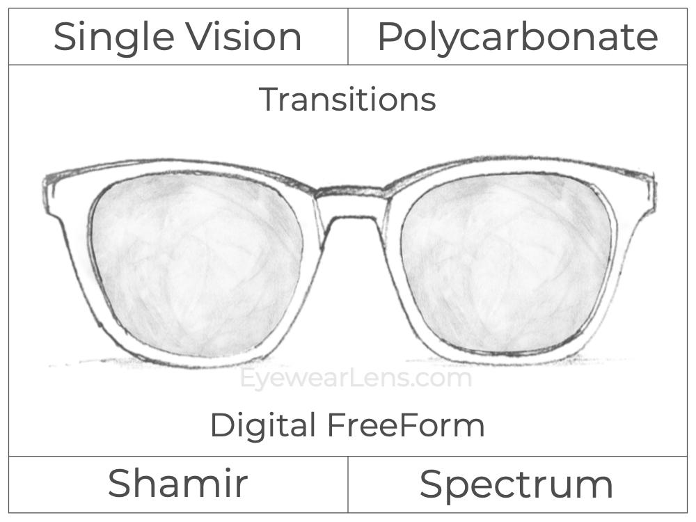 Single Vision - Polycarbonate - Shamir Spectrum - Digital - Transitions ...